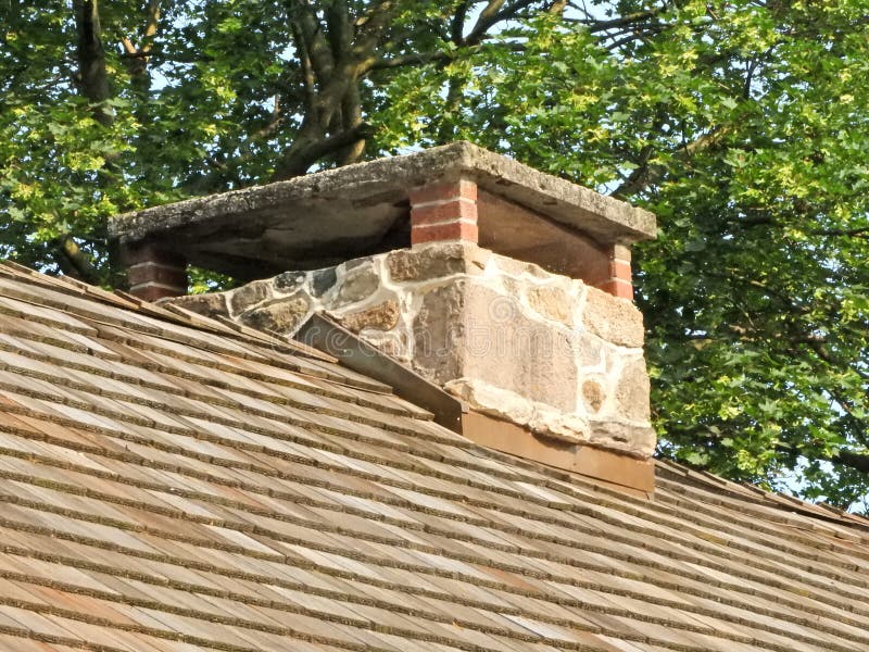 Stone Chimney on Historic Poole Forge Cottage Narvon PA Stock Image ...