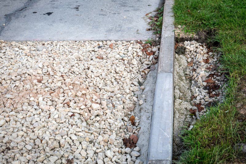Stone Chips on the Pavement, Road Construction Stage Stock Photo ...