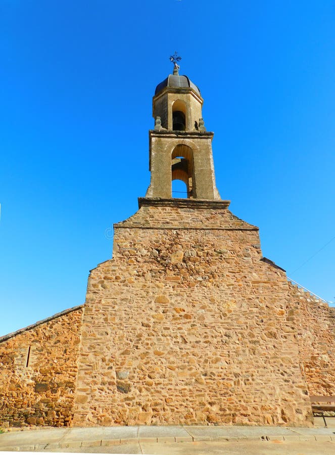 Stone Church of San Esteban, Alija Del Infantado, León Stock Photo ...