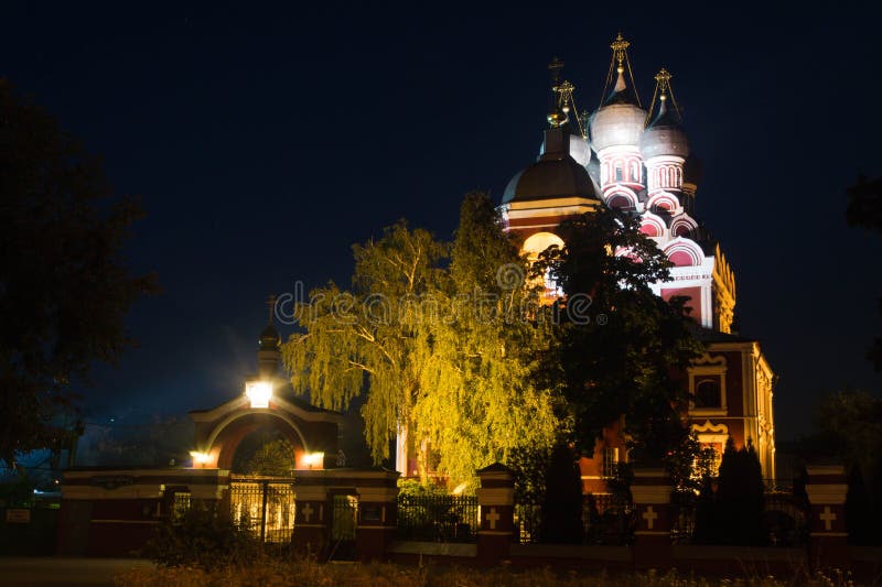 Stone Church in the Night Park Stock Photo - Image of europe, stone ...