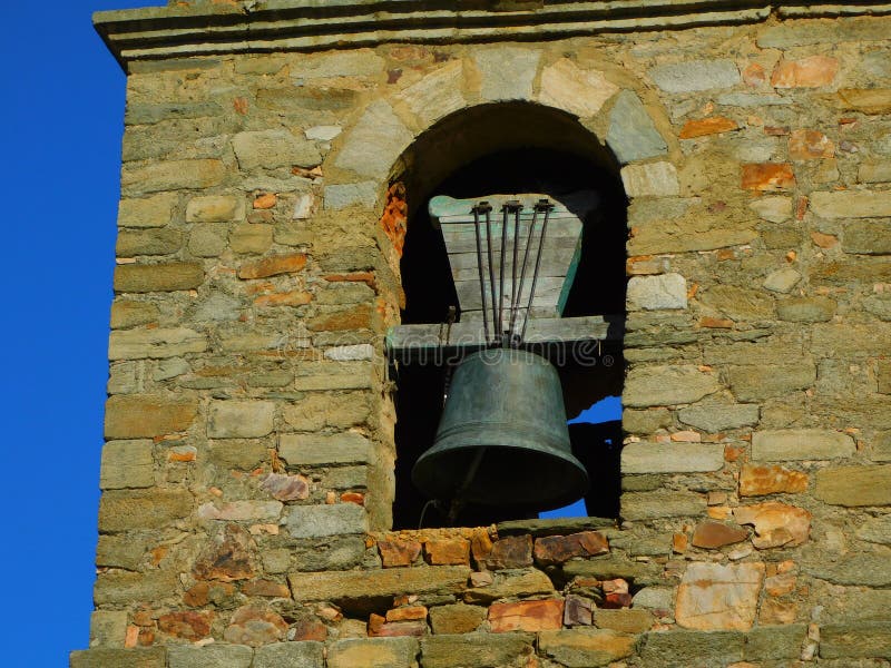 Stone Church Tower with a Square Shape Stock Image - Image of featuring ...