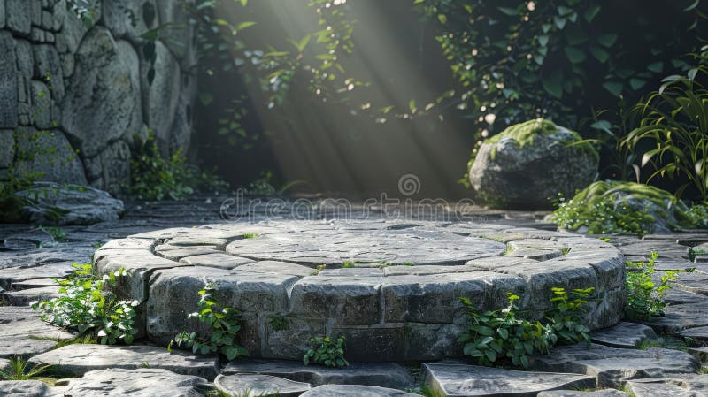 A Stone Circle with Moss Growing on it Stock Illustration ...