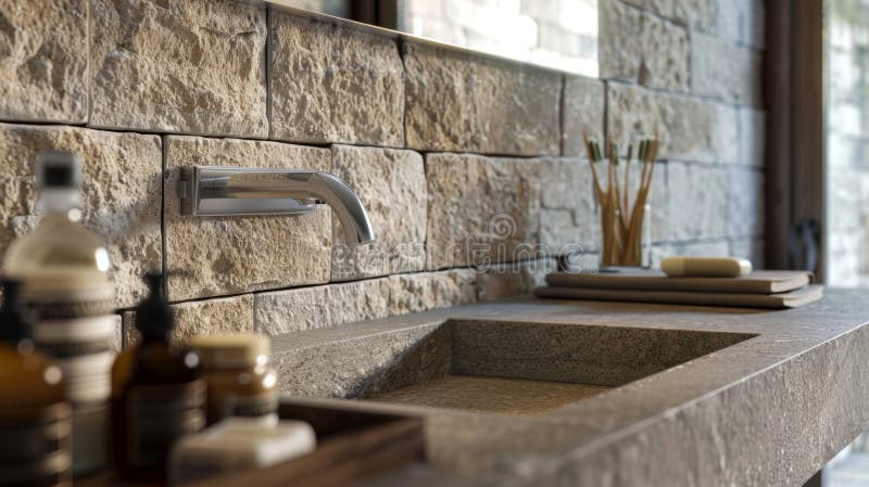 The Stone Cladding in this Bathroom Creates a Timeless and ...