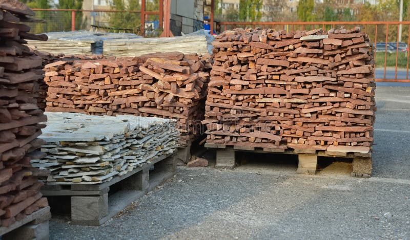 Stone for Cladding at Pallets. Stock Photo - Image of ornamental ...