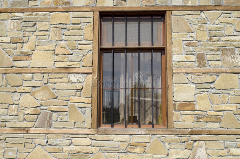 Stone Cladding Plates on the Wall with Window Stock Image - Image of ...