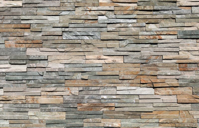 Stone Cladding Wall Made by Elongated Bricks of Natural Multicolor ...
