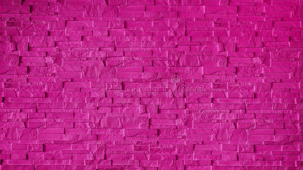 Stone Cladding Wall Made of Regular Bright Pink Bricks. Stock Photo ...