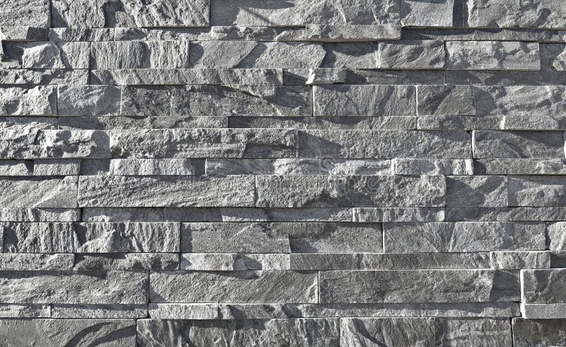 Stone Cladding Wall Made of Stacked Rough Bricks of Light Gray Color ...