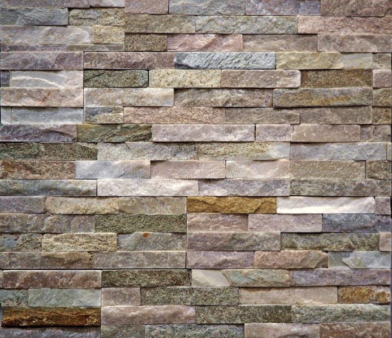 Stone Cladding Wall Made of Striped Stacked Slabs of Natural Rocks ...