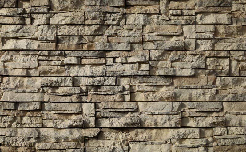 Stone Cladding Wall Made of Striped Stacked Slabs of Light Colors Like ...