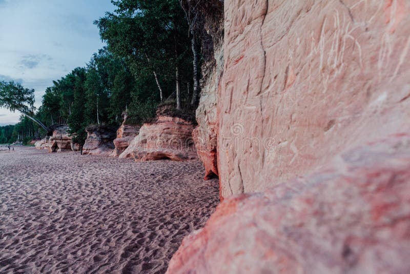 Stone Cliff in Latvian Camping Stock Photo - Image of baltic, geology ...