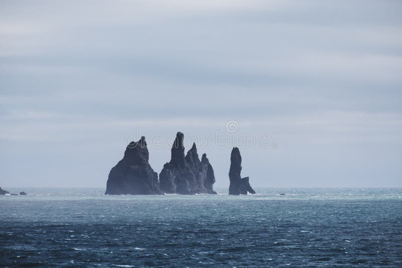Stone Cliff in the Ocean in Storm Cloudy Day Stock Image - Image of ...