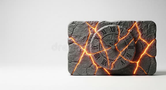 Stone Clock with Cracks and Lava. Space for Text. Stock Image - Image ...