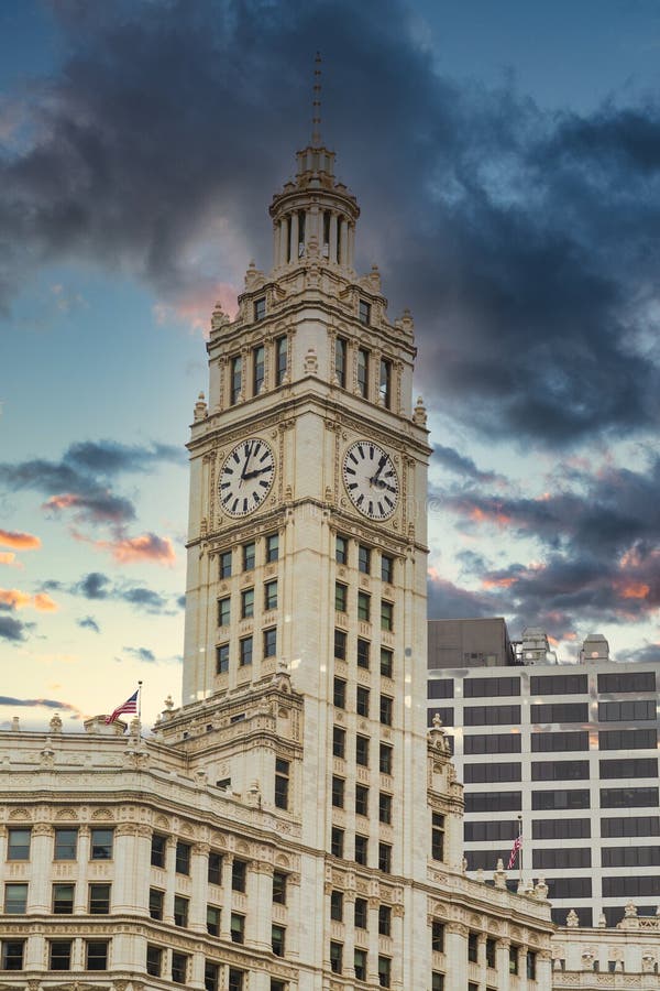 Stone Clock Tower on Dusk Sky Editorial Image - Image of glass, center ...