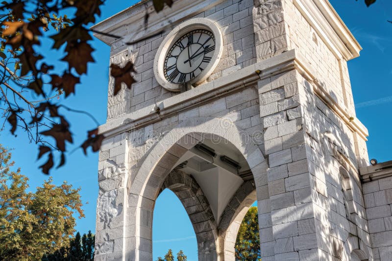A Stone Clock Tower with a Clock Face, Suitable for Use in ...