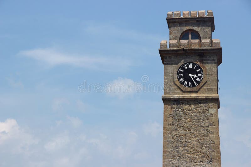 Historic Clock Tower Against Clear Blue Sky in Galle, Sri Lanka Stock ...