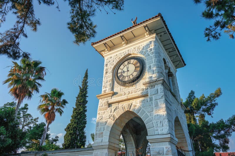 A Stone Clock Tower with a Clock on Its Face, Great for Use in Historic ...