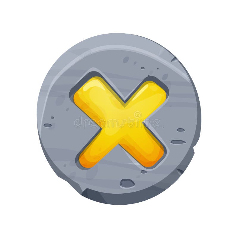 Stone Close Button Game Interface, Menu Element, Cross Shape in Comic ...
