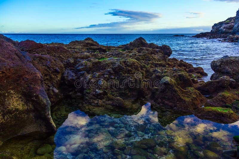 Stone Coast or Shore of Atlantic Ocean Stock Photo - Image of cloudy ...