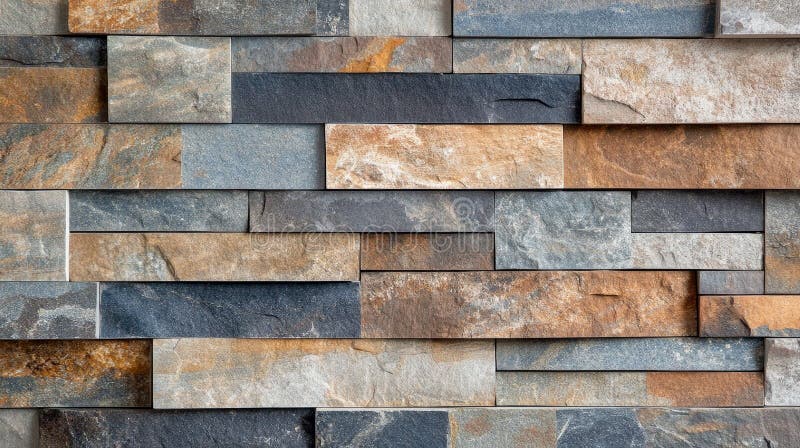 Stone Coating Wall Made of Striped Stacked Bricks of Natural Rocks ...