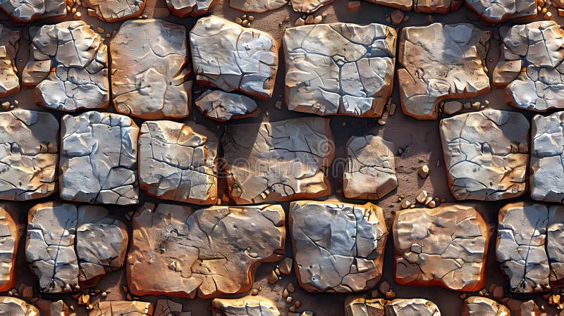 Stone Cobblestone Wall Texture with Gray and Brown Brick Pattern on ...