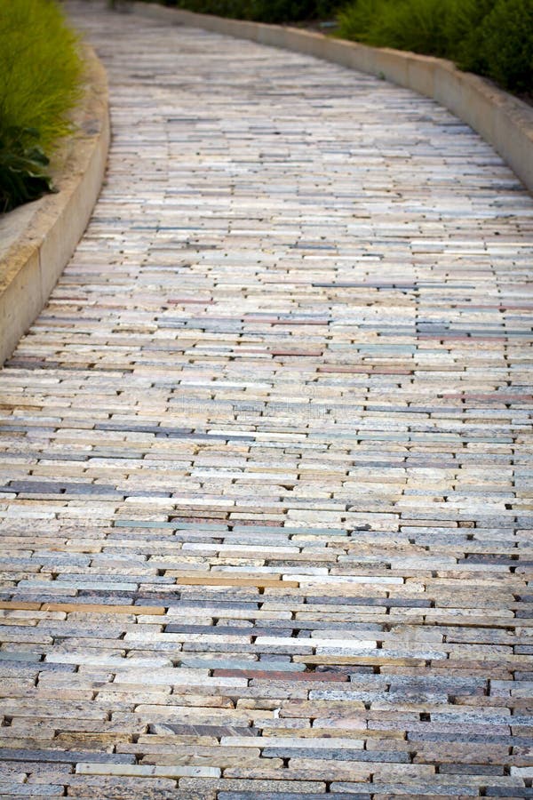 Garden Brick Paver Path Walkway Stock Image - Image of garden, cement ...