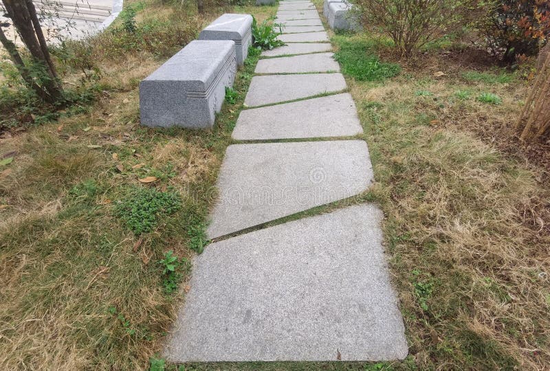 Stone Walkway in spring stock photo. Image of floor - 311338616