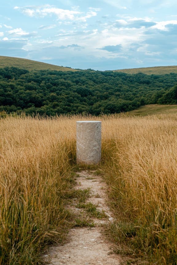 Stone Column in a Field Path Stock Illustration - Illustration of outdoor, meadow: 358218484