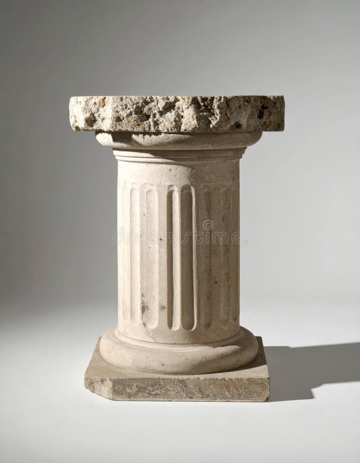 Stone Column with Weathered Texture on White Background Stock ...