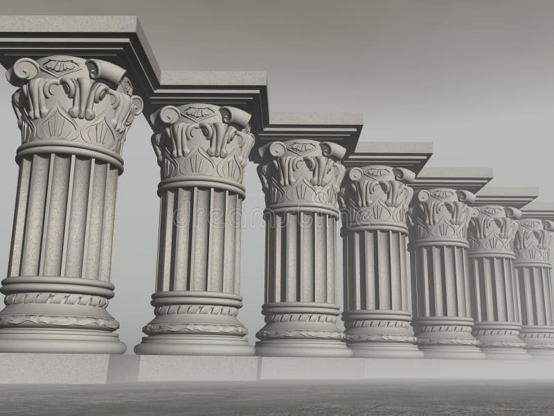 Stone columns - 3D render stock illustration. Illustration of white ...