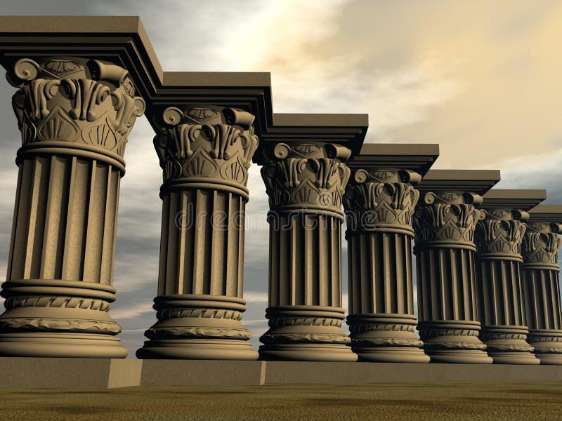 Stone columns - 3D render stock illustration. Illustration of ...
