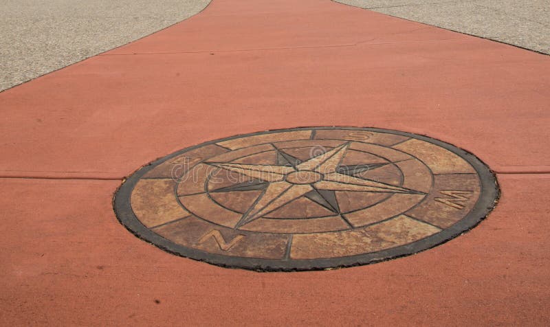 Stone Compass Rose in a Walkway Stock Image - Image of east, compass ...
