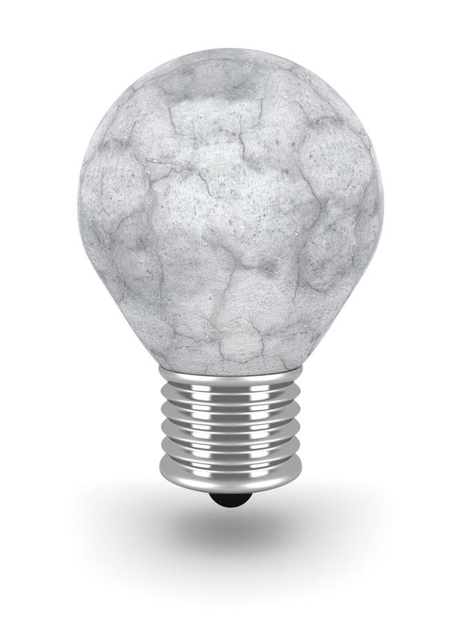 Stone Concrete Light Bulb on White Background Stock Illustration ...