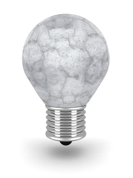 Stone Concrete Light Bulb on White Background Stock Illustration ...