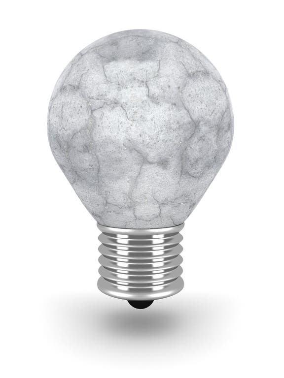 Stone Concrete Light Bulb on White Background Stock Illustration ...