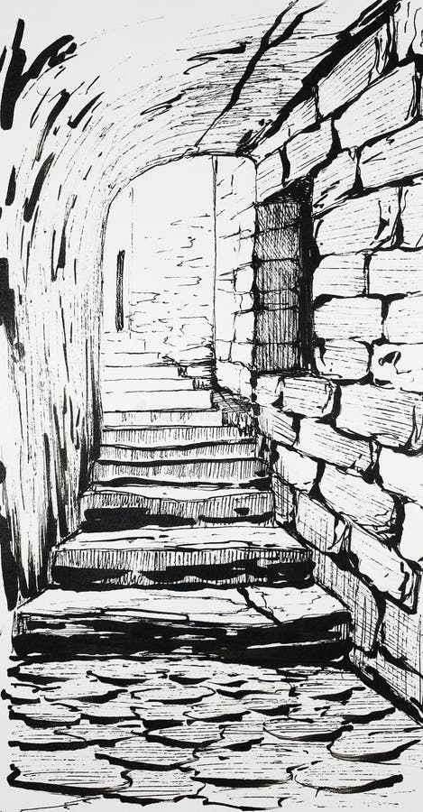 Dark Stone Staircase Ink Stock Illustrations – 6 Dark Stone Staircase ...