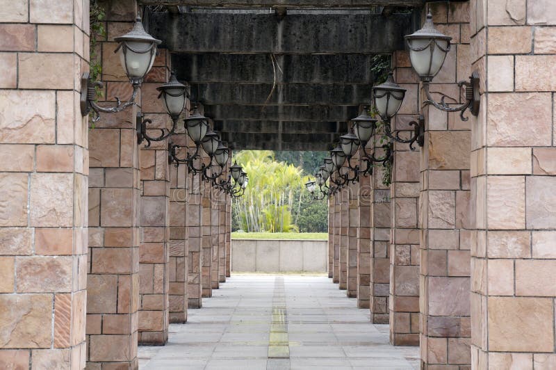 Stone Corridor stock image. Image of outdoor, lighting - 37793533