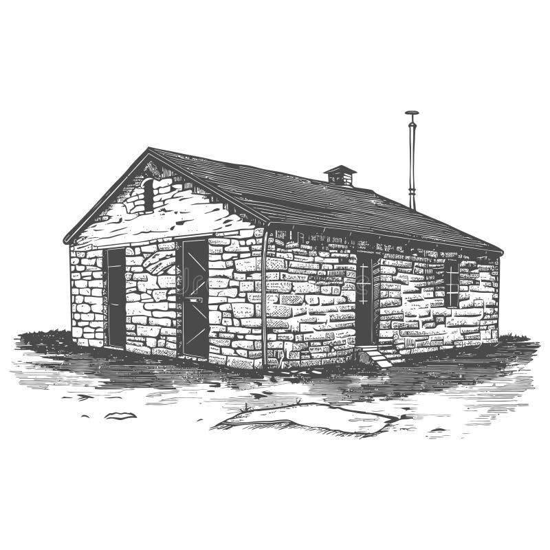 Sketch Stone Barn House Stock Illustrations – 140 Sketch Stone Barn ...