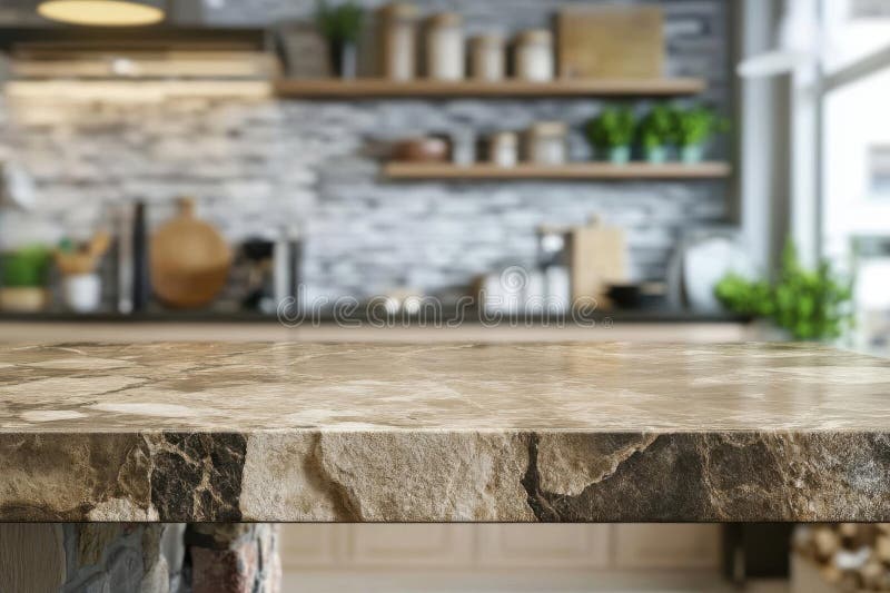 Stone Countertop in Modern Kitchen with Rustic Charm and Warmth Theme ...