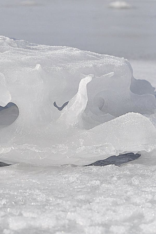 Stone Covered in Ice in the Ocean in Sweden Stock Photo - Image of ...