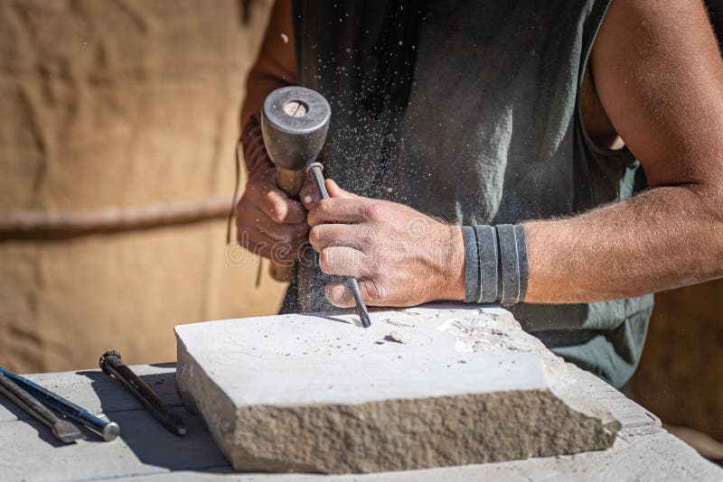 Stone Craftsman Working in His Stonekeeping Workshop Stock Image ...