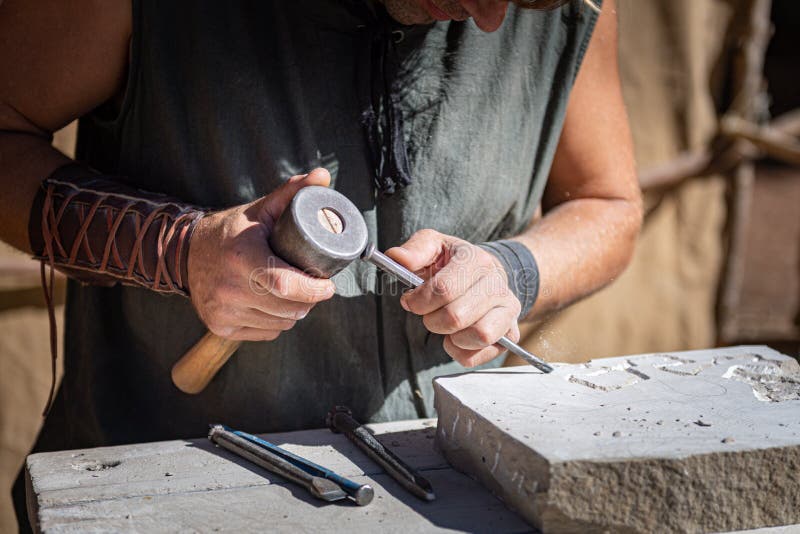 Stone Craftsman Working in His Stonekeeping Workshop Stock Image ...