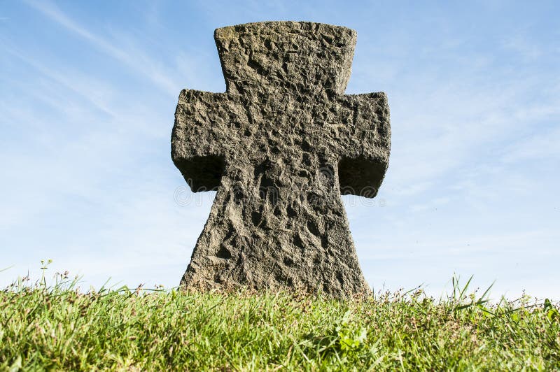 Stone Cross on Grass with a Blue Sky Stock Photo - Image of historic ...