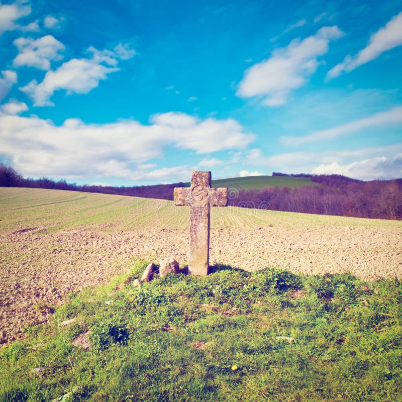 Stone Cross stock image. Image of forest, christianity - 41705173