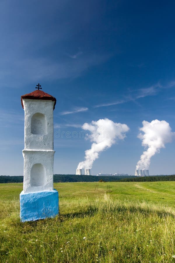 Stone Cross and Nuclear Power Plant Stock Photo - Image of landscape ...