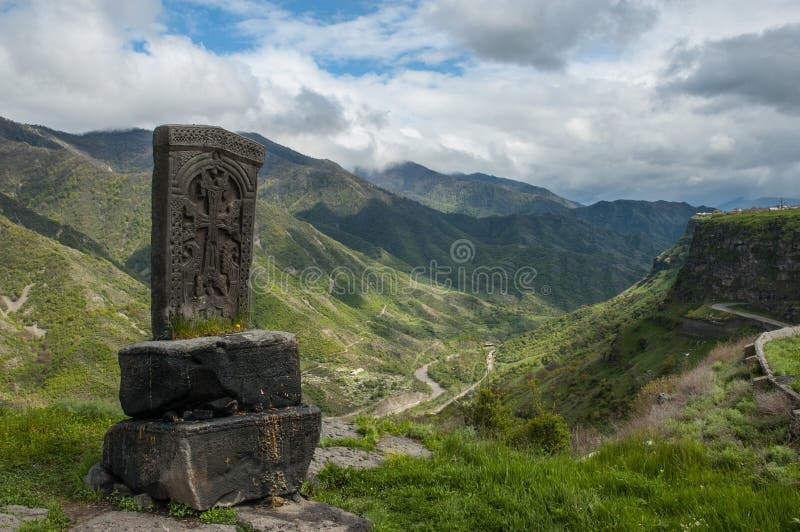 Stone-cross stock image. Image of lori, mountains, canyon - 34668493