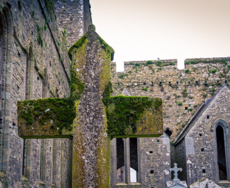 Stone Cross in Rock of Cashel Stock Photo - Image of stone, ancient ...