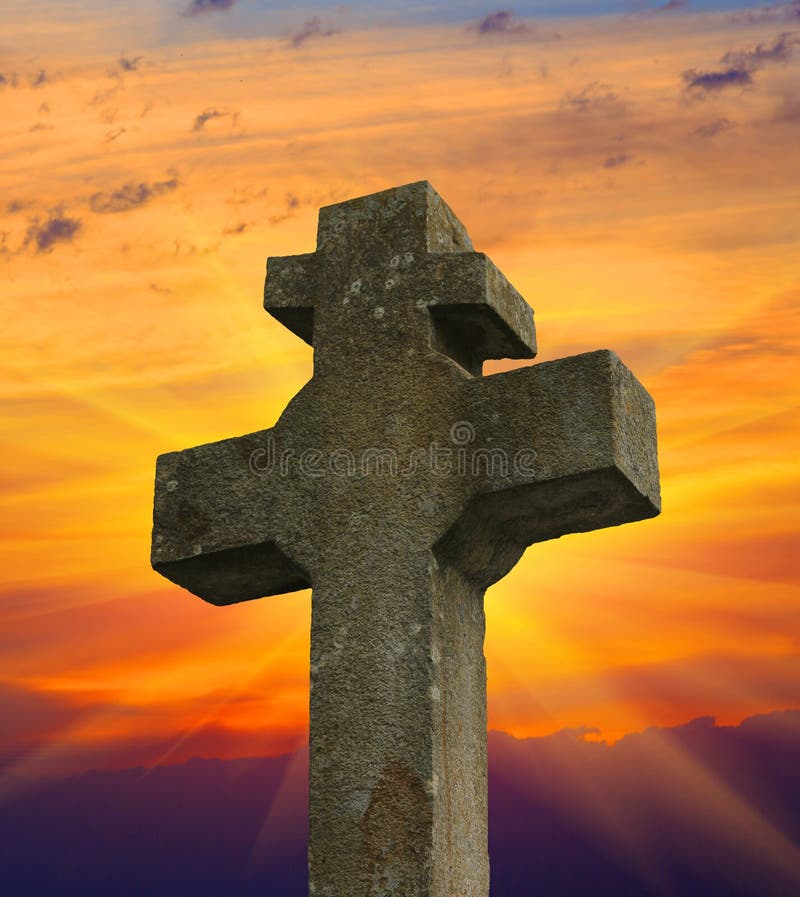 Stone cross stock photo. Image of sunrise, holy, silhouette - 40667494