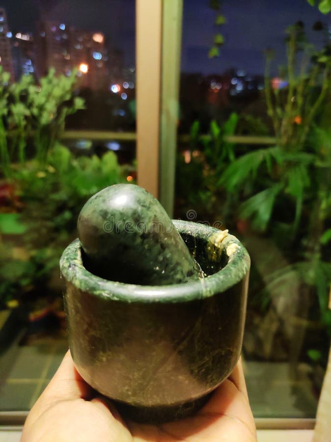 Stone Crush Masala Mortar Pastle Kitchen Utensils Stock Photo - Image ...