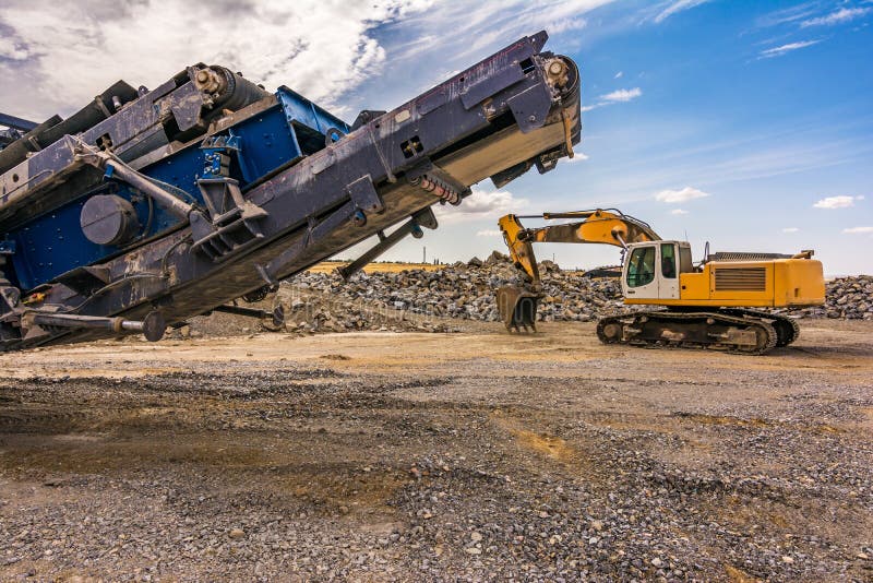 Stone Crusher Machine in a Quarry or Open-pit Mine, To Transform into ...